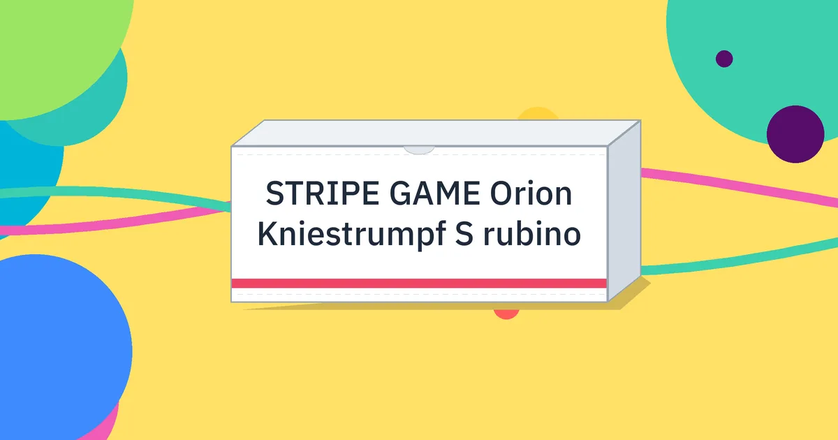 Symbolbild: Packung mit der Aufschrift STRIPE GAME Orion Kniestrumpf S rubino (PZN 20209653) – Verfügbarkeit und Bezug in Apotheken in Frankfurt am Main