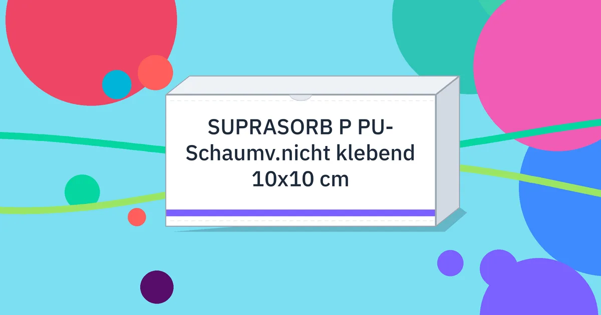 Symbolbild: Packung mit der Aufschrift SUPRASORB P PU-Schaumv.nicht klebend 10x10 cm (PZN 11531290) – Verfügbarkeit und Bezug in Apotheken in Frankfurt am Main
