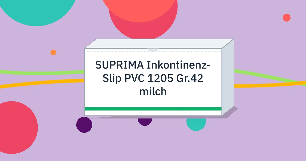 Symbolbild: Packung mit der Aufschrift SUPRIMA Inkontinenz-Slip PVC 1205 Gr.42 milch (PZN 03921404) – Verfügbarkeit und Bezug in Apotheken in Frankfurt am Main