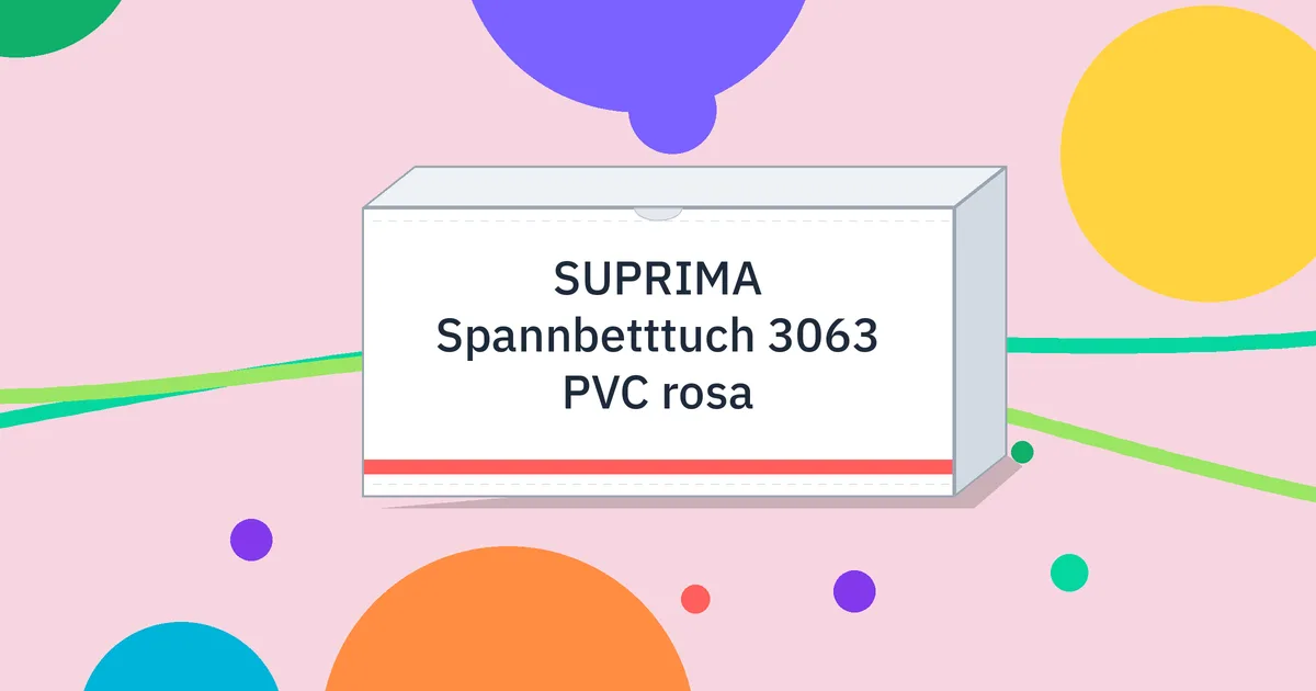 Symbolbild: Packung mit der Aufschrift SUPRIMA Spannbetttuch 3063 PVC rosa (PZN 03004085) – Verfügbarkeit und Bezug in Apotheken in Frankfurt am Main