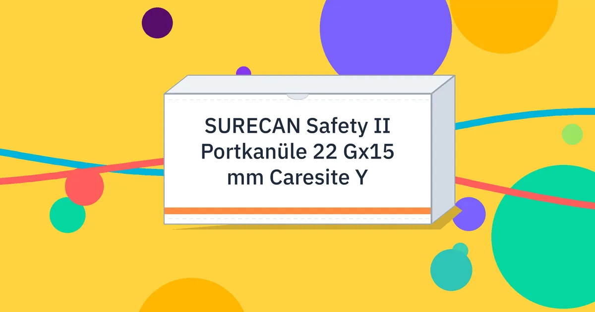 Symbolbild: Packung mit der Aufschrift SURECAN Safety II Portkanüle 22 Gx15 mm Caresite Y (PZN 12647155) – Verfügbarkeit und Bezug in Apotheken in Frankfurt am Main