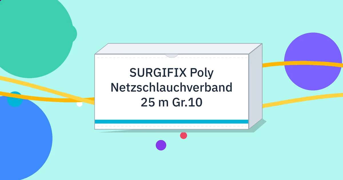 Symbolbild: Packung mit der Aufschrift SURGIFIX Poly Netzschlauchverband 25 m Gr.10 (PZN 18386603) – Verfügbarkeit und Bezug in Apotheken in Frankfurt am Main
