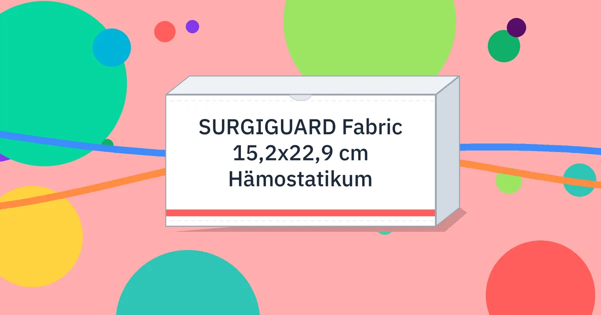 Symbolbild: Packung mit der Aufschrift SURGIGUARD Fabric 15,2x22,9 cm Hämostatikum (PZN 19160479) – Verfügbarkeit und Bezug in Apotheken in Frankfurt am Main