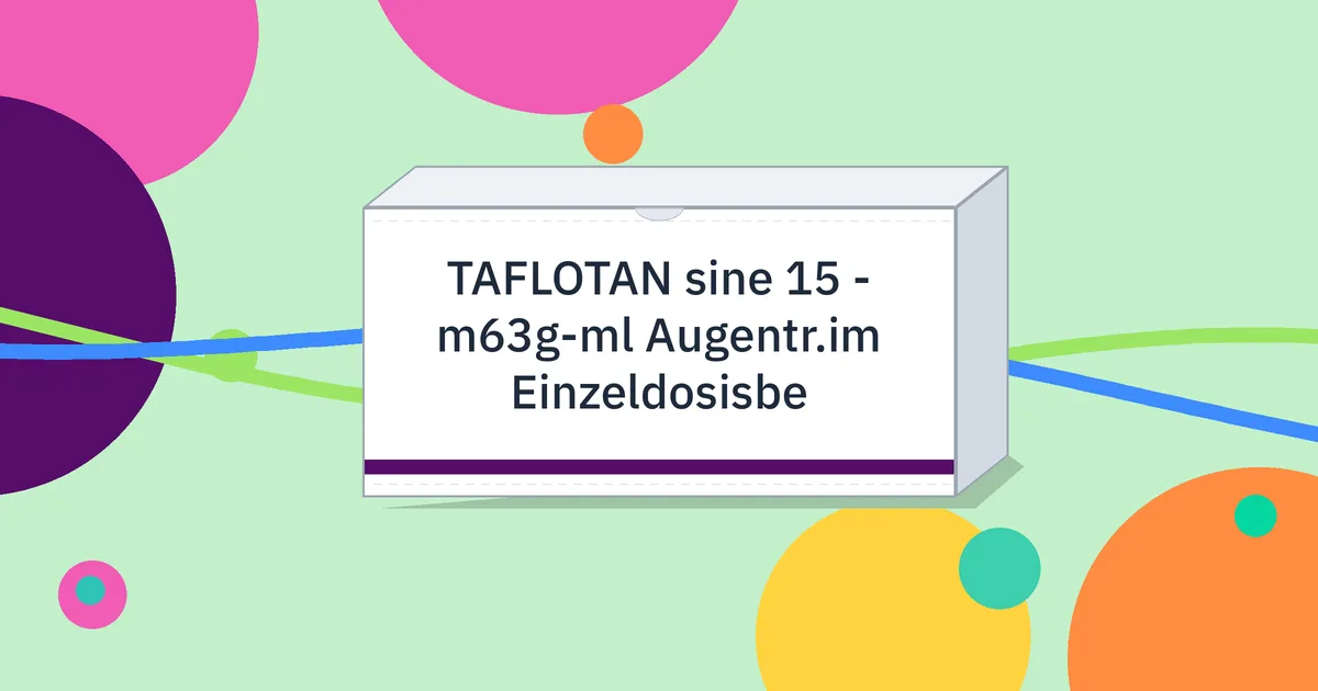 Symbolbild: Packung mit der Aufschrift TAFLOTAN sine 15 -m63g-ml Augentr.im Einzeldosisbe (PZN 15530324) – Verfügbarkeit und Bezug in Apotheken in Frankfurt am Main