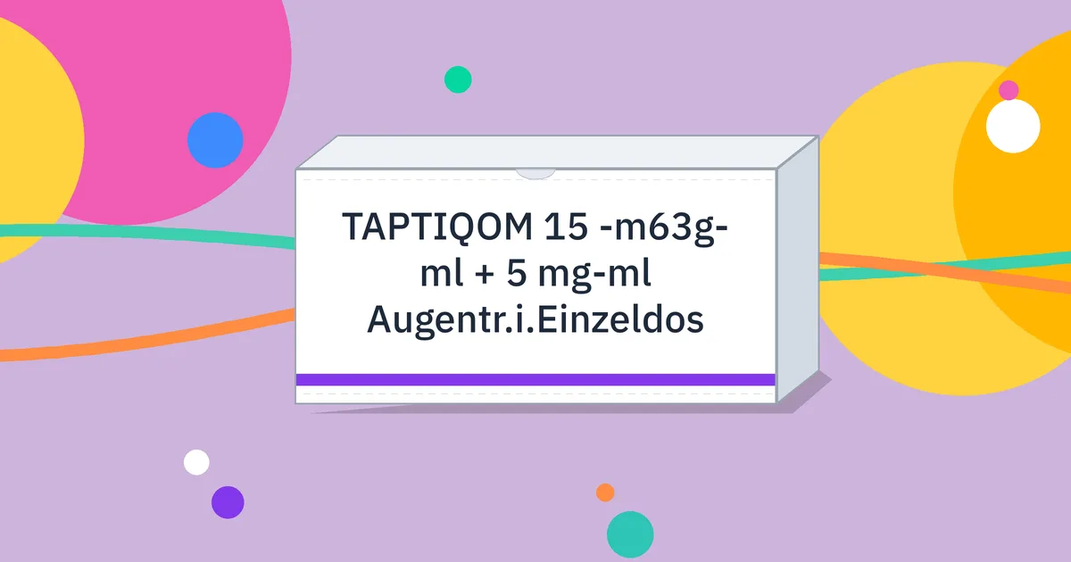 Symbolbild: Packung mit der Aufschrift TAPTIQOM 15 -m63g-ml + 5 mg-ml Augentr.i.Einzeldos (PZN 19224110) – Verfügbarkeit und Bezug in Apotheken in Frankfurt am Main