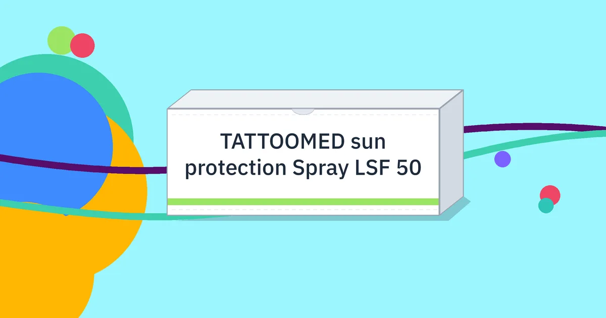Symbolbild: Packung mit der Aufschrift TATTOOMED sun protection Spray LSF 50 (PZN 19284112) – Verfügbarkeit und Bezug in Apotheken in Frankfurt am Main