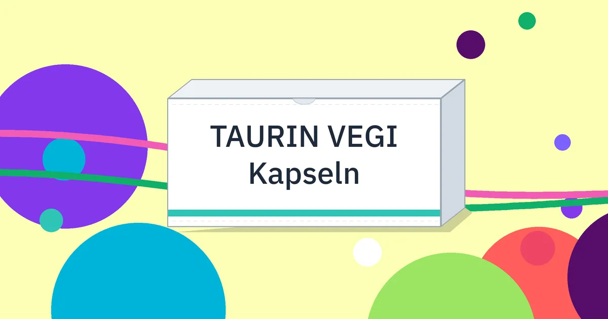 Symbolbild: Packung mit der Aufschrift TAURIN VEGI Kapseln (PZN 04142955) – Verfügbarkeit und Bezug in Apotheken in Frankfurt am Main