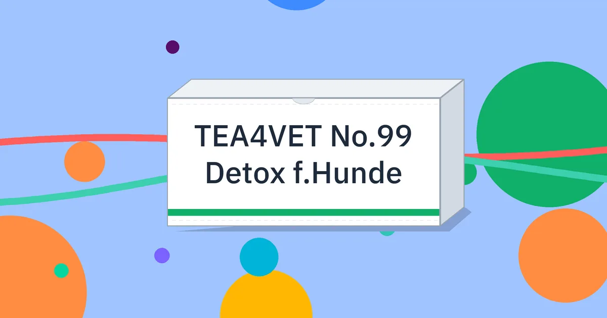Symbolbild: Packung mit der Aufschrift TEA4VET No.99 Detox f.Hunde (PZN 16930764) – Verfügbarkeit und Bezug in Apotheken in Frankfurt am Main