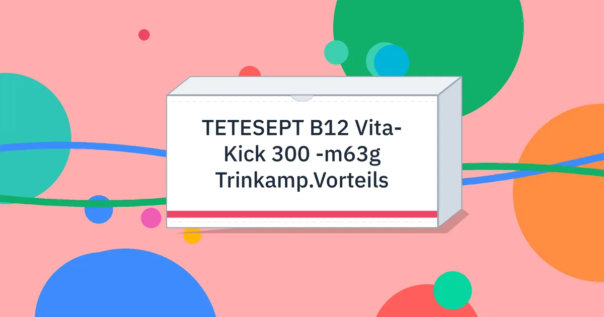Symbolbild: Packung mit der Aufschrift TETESEPT B12 Vita-Kick 300 -m63g Trinkamp.Vorteils (PZN 16751889) – Verfügbarkeit und Bezug in Apotheken in Frankfurt am Main