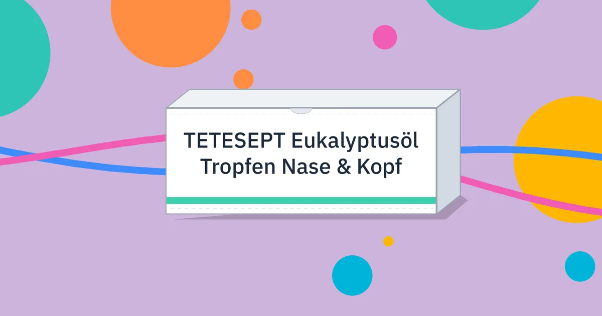 Symbolbild: Packung mit der Aufschrift TETESEPT Eukalyptusöl Tropfen Nase & Kopf (PZN 05506170) – Verfügbarkeit und Bezug in Apotheken in Frankfurt am Main