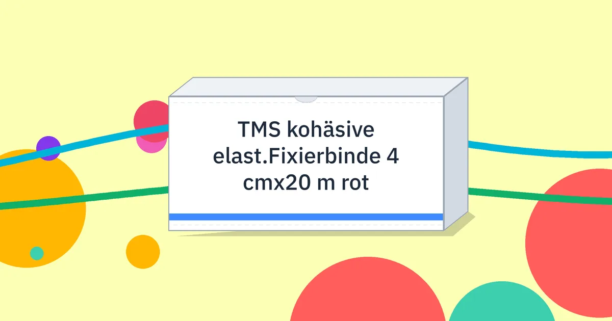 Symbolbild: Packung mit der Aufschrift TMS kohäsive elast.Fixierbinde 4 cmx20 m rot (PZN 18316560) – Verfügbarkeit und Bezug in Apotheken in Frankfurt am Main