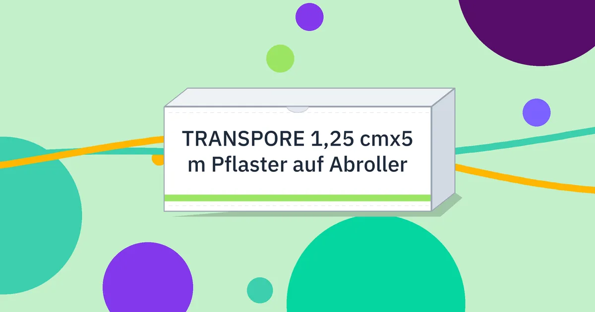 Symbolbild: Packung mit der Aufschrift TRANSPORE 1,25 cmx5 m Pflaster auf Abroller (PZN 19883166) – Verfügbarkeit und Bezug in Apotheken in Frankfurt am Main
