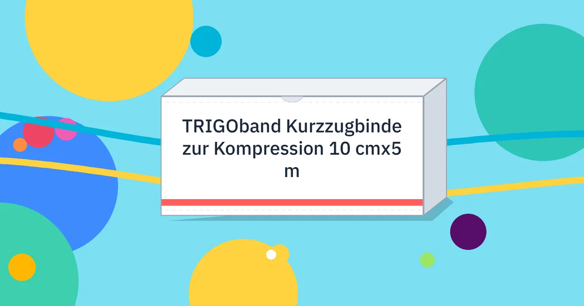 Symbolbild: Packung mit der Aufschrift TRIGOband Kurzzugbinde zur Kompression 10 cmx5 m (PZN 09944866) – Verfügbarkeit und Bezug in Apotheken in Frankfurt am Main