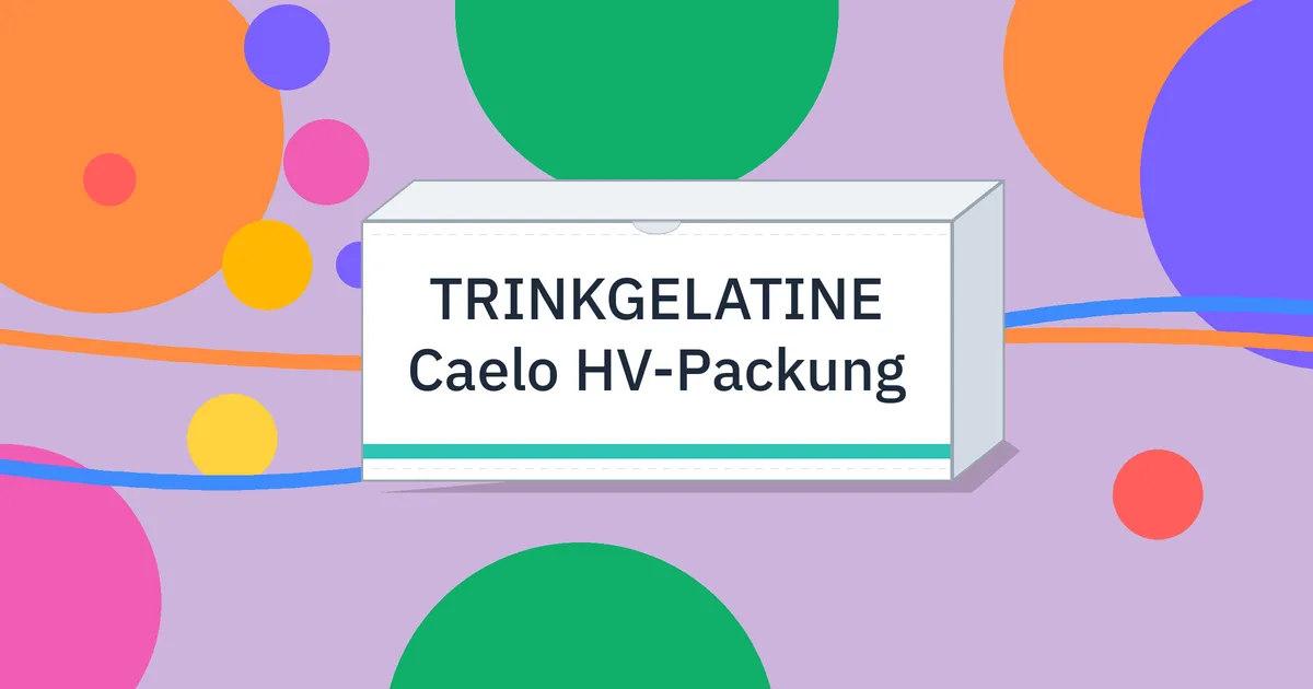 Symbolbild: Packung mit der Aufschrift TRINKGELATINE Caelo HV-Packung (PZN 07105831) – Verfügbarkeit und Bezug in Apotheken in Frankfurt am Main