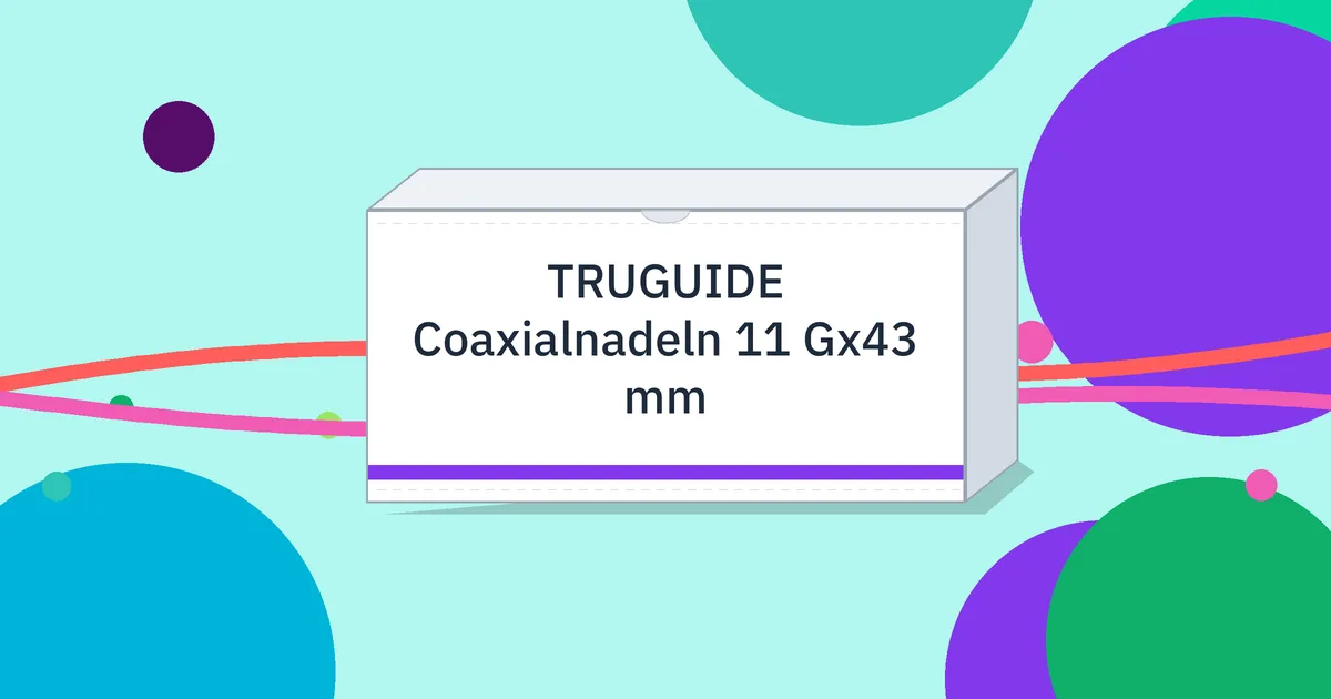 Symbolbild: Packung mit der Aufschrift TRUGUIDE Coaxialnadeln 11 Gx43 mm (PZN 03406010) – Verfügbarkeit und Bezug in Apotheken in Frankfurt am Main
