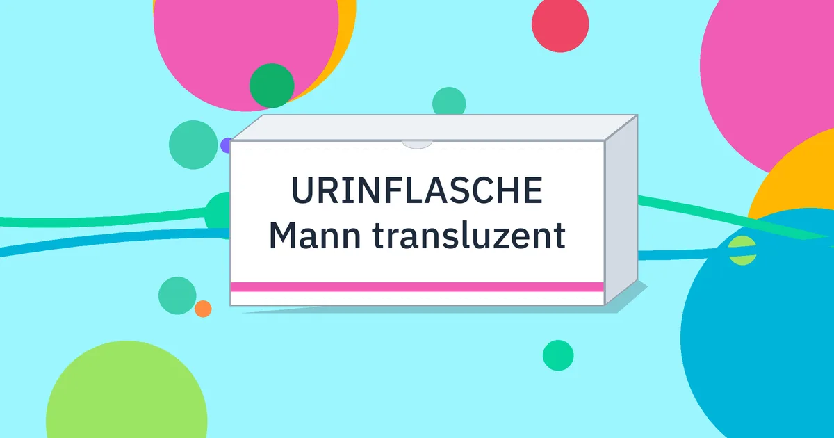 Symbolbild: Packung mit der Aufschrift URINFLASCHE Mann transluzent (PZN 19402830) – Verfügbarkeit und Bezug in Apotheken in Frankfurt am Main