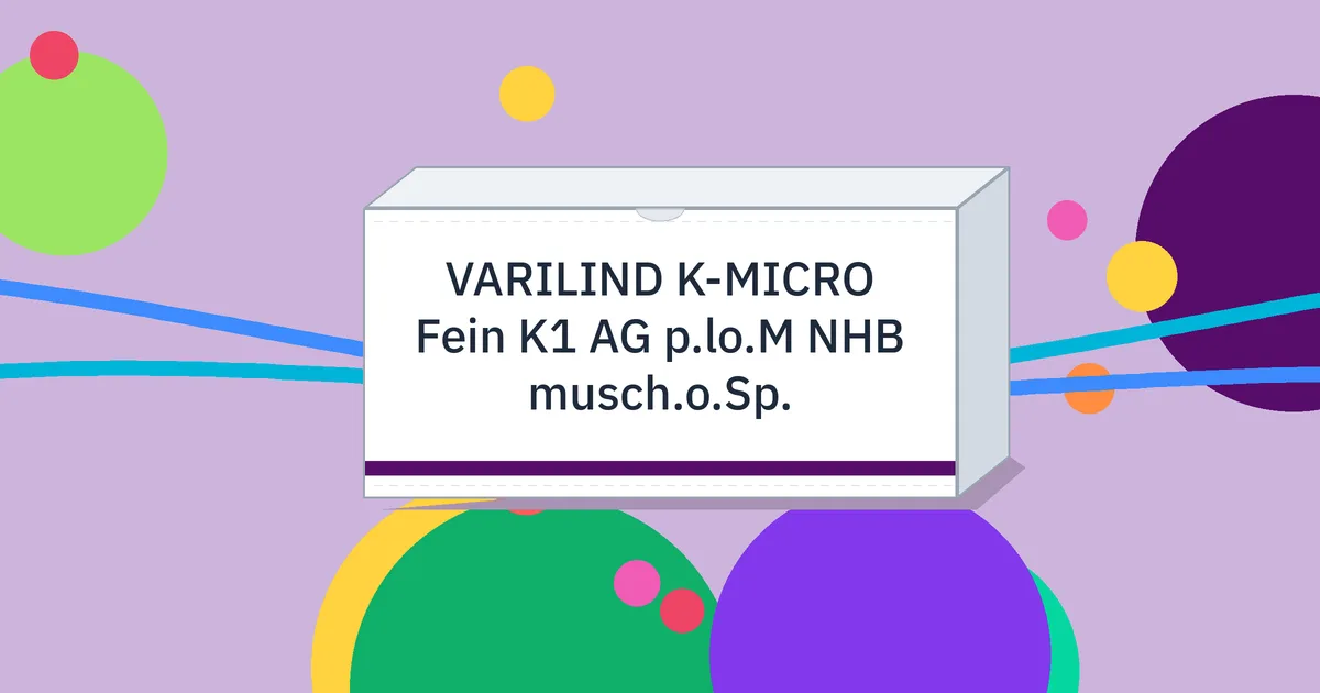Symbolbild: Packung mit der Aufschrift VARILIND K-MICRO Fein K1 AG p.lo.M NHB musch.o.Sp. (PZN 20555705) – Verfügbarkeit und Bezug in Apotheken in Frankfurt am Main