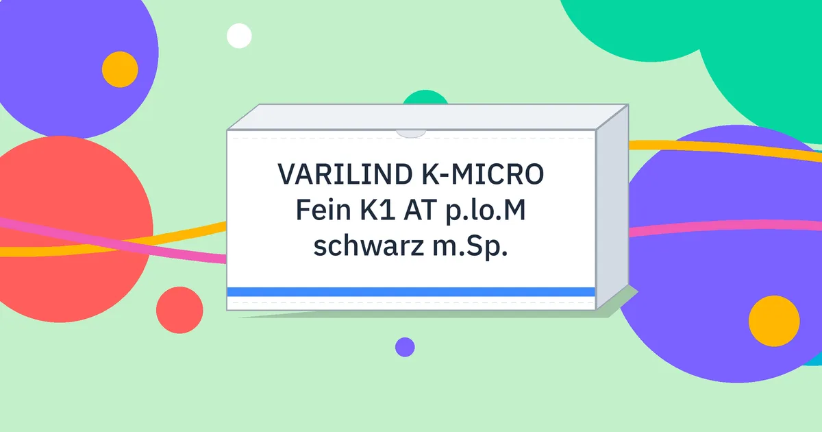 Symbolbild: Packung mit der Aufschrift VARILIND K-MICRO Fein K1 AT p.lo.M schwarz m.Sp. (PZN 20552500) – Verfügbarkeit und Bezug in Apotheken in Frankfurt am Main