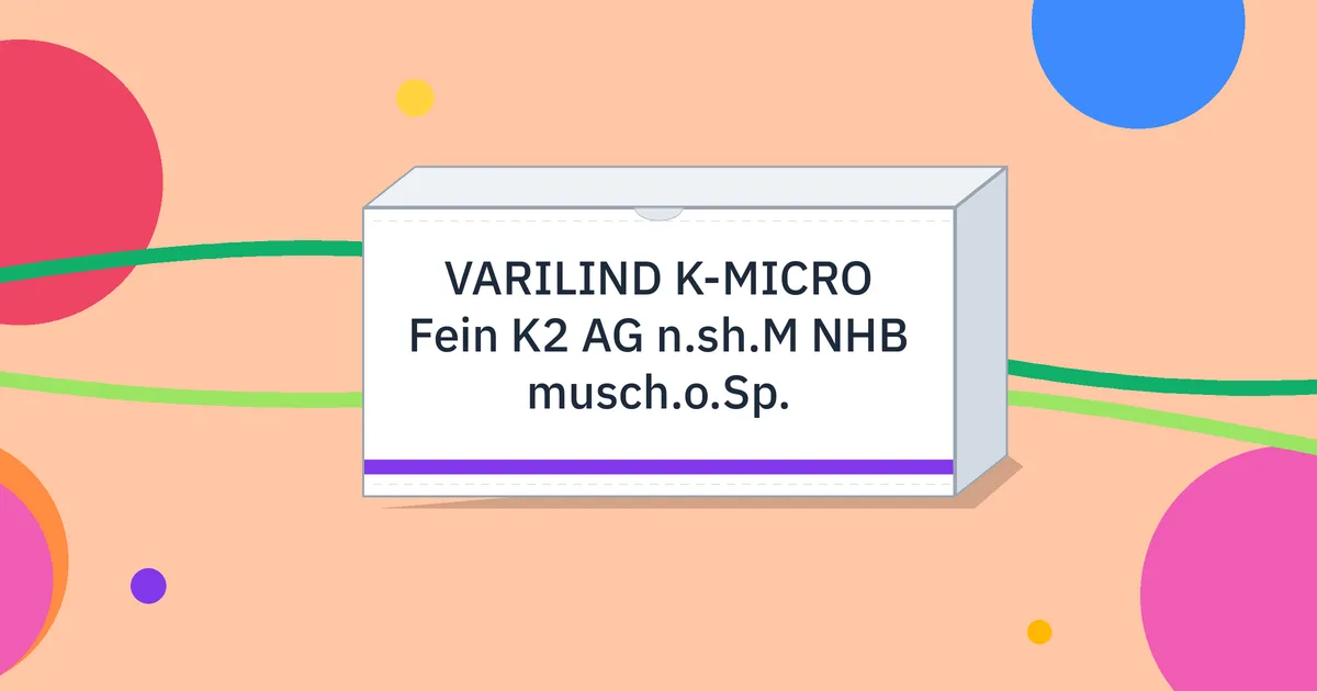Symbolbild: Packung mit der Aufschrift VARILIND K-MICRO Fein K2 AG n.sh.M NHB musch.o.Sp. (PZN 20557070) – Verfügbarkeit und Bezug in Apotheken in Frankfurt am Main