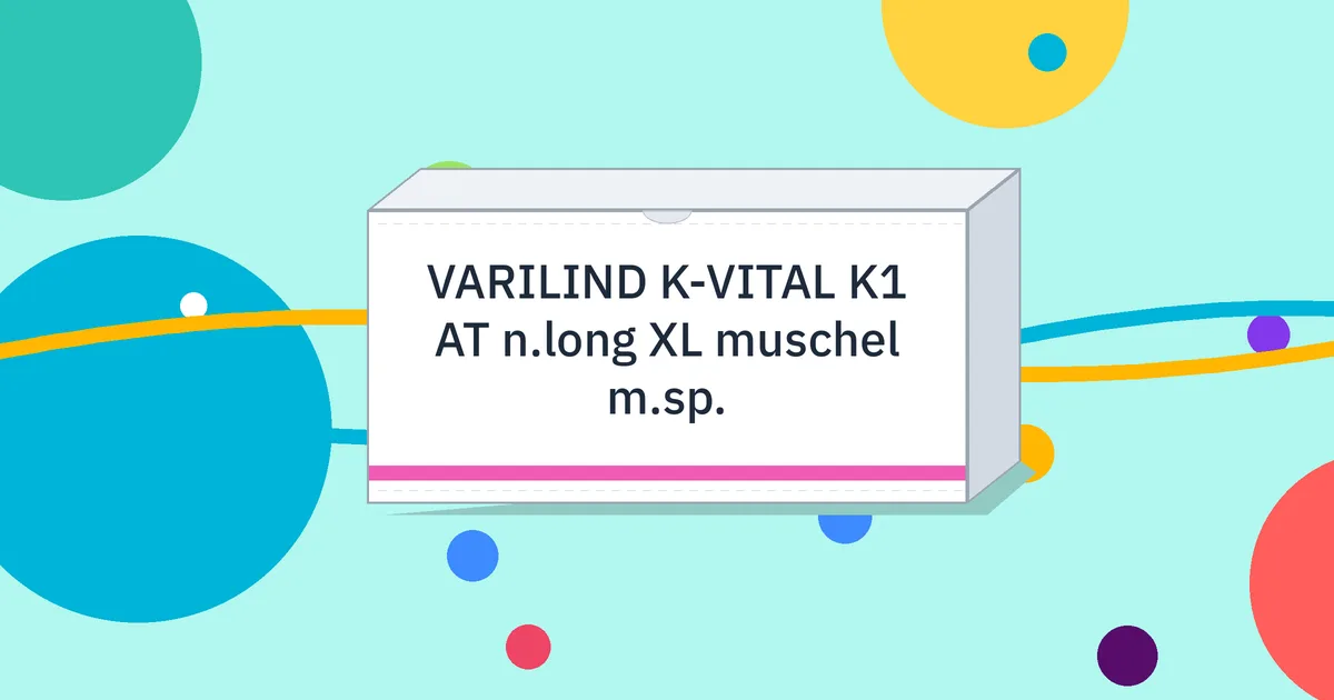 Symbolbild: Packung mit der Aufschrift VARILIND K-VITAL K1 AT n.long XL muschel m.sp. (PZN 20560770) – Verfügbarkeit und Bezug in Apotheken in Frankfurt am Main