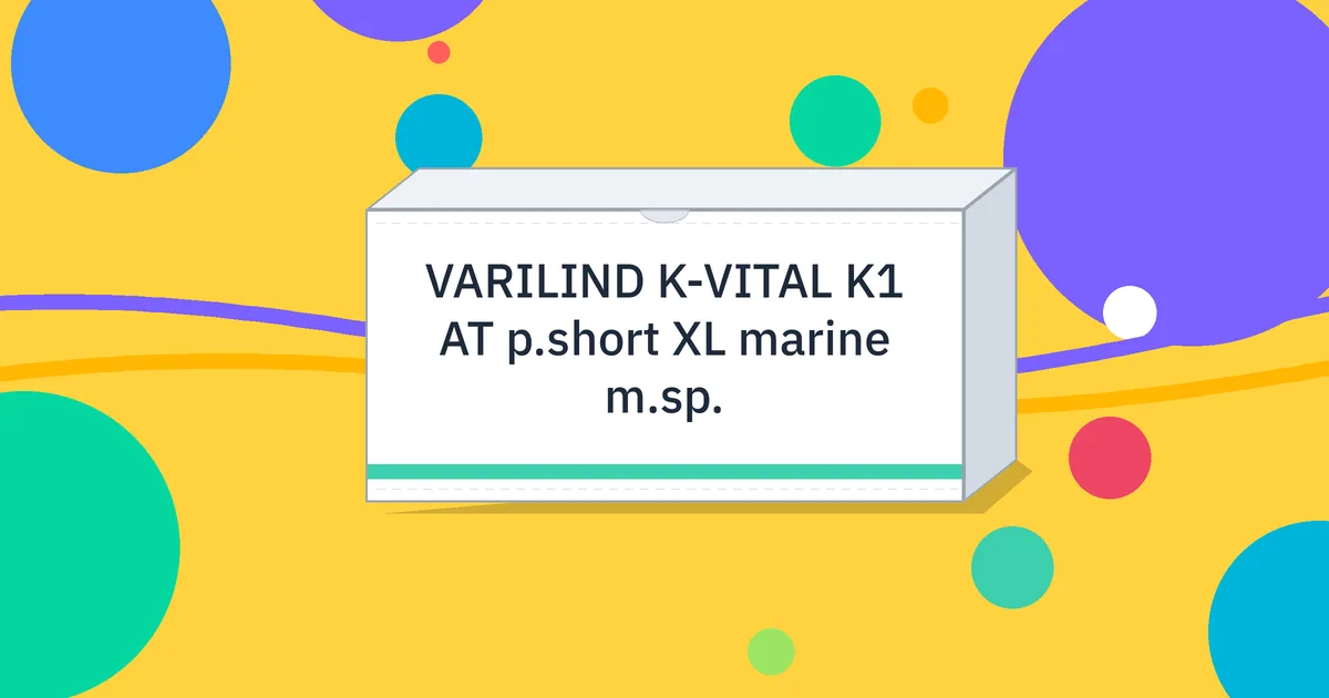 Symbolbild: Packung mit der Aufschrift VARILIND K-VITAL K1 AT p.short XL marine m.sp. (PZN 20560043) – Verfügbarkeit und Bezug in Apotheken in Frankfurt am Main