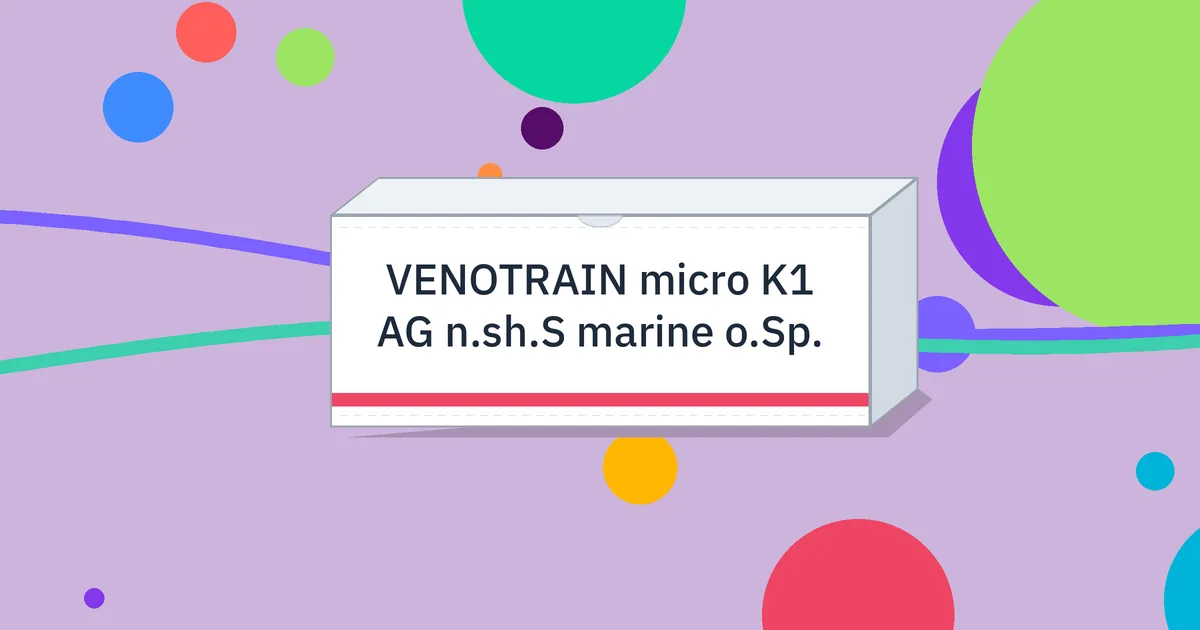 Symbolbild: Packung mit der Aufschrift VENOTRAIN micro K1 AG n.sh.S marine o.Sp. (PZN 04267289) – Verfügbarkeit und Bezug in Apotheken in Frankfurt am Main