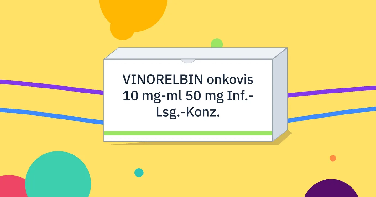 Symbolbild: Packung mit der Aufschrift VINORELBIN onkovis 10 mg-ml 50 mg Inf.-Lsg.-Konz. (PZN 09701968) – Verfügbarkeit und Bezug in Apotheken in Frankfurt am Main