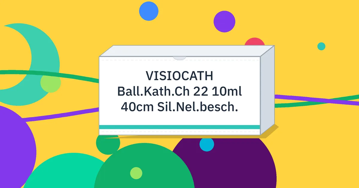 Symbolbild: Packung mit der Aufschrift VISIOCATH Ball.Kath.Ch 22 10ml 40cm Sil.Nel.besch. (PZN 18306053) – Verfügbarkeit und Bezug in Apotheken in Frankfurt am Main