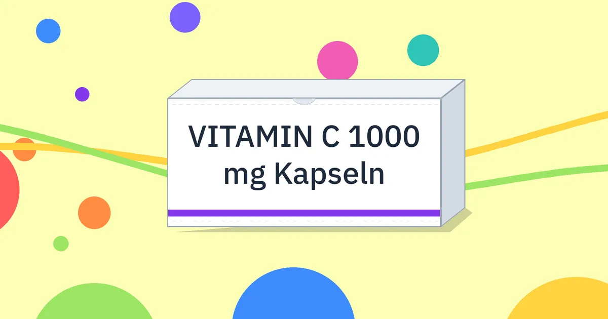 Symbolbild: Packung mit der Aufschrift VITAMIN C 1000 mg Kapseln (PZN 15738220) – Verfügbarkeit und Bezug in Apotheken in Frankfurt am Main