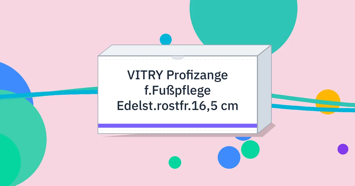 Symbolbild: Packung mit der Aufschrift VITRY Profizange f.Fußpflege Edelst.rostfr.16,5 cm (PZN 05102538) – Verfügbarkeit und Bezug in Apotheken in Frankfurt am Main