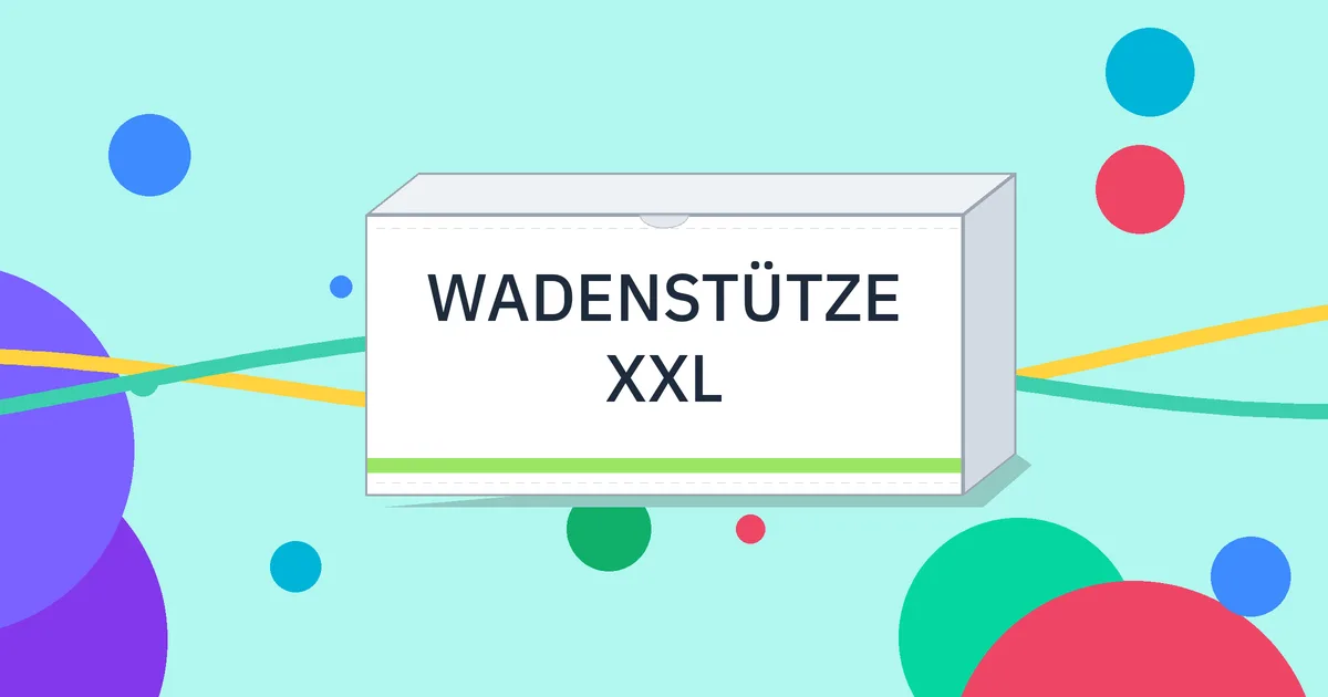 Symbolbild: Packung mit der Aufschrift WADENSTÜTZE XXL (PZN 19071741) – Verfügbarkeit und Bezug in Apotheken in Frankfurt am Main