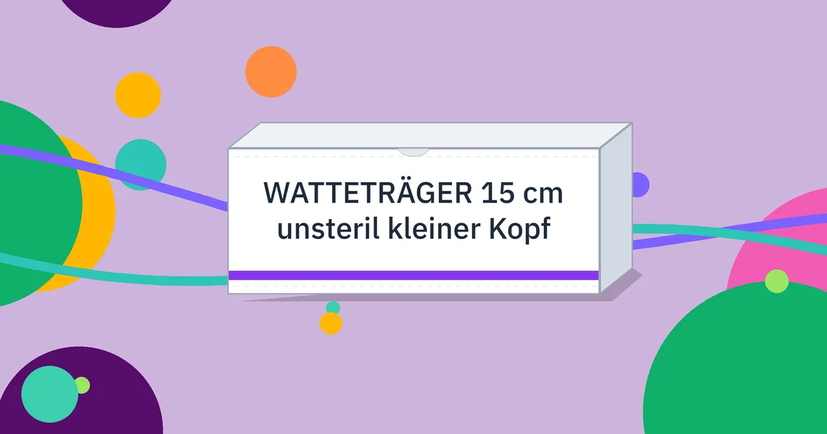 Symbolbild: Packung mit der Aufschrift WATTETRÄGER 15 cm unsteril kleiner Kopf (PZN 06177225) – Verfügbarkeit und Bezug in Apotheken in Frankfurt am Main