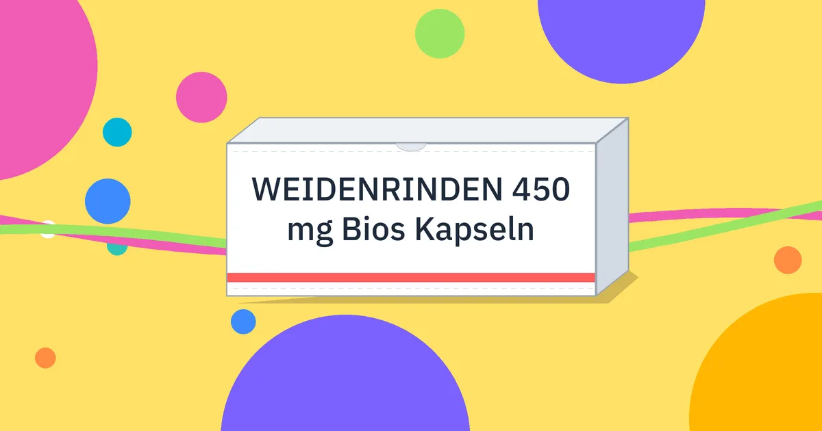 Symbolbild: Packung mit der Aufschrift WEIDENRINDEN 450 mg Bios Kapseln (PZN 15294898) – Verfügbarkeit und Bezug in Apotheken in Frankfurt am Main