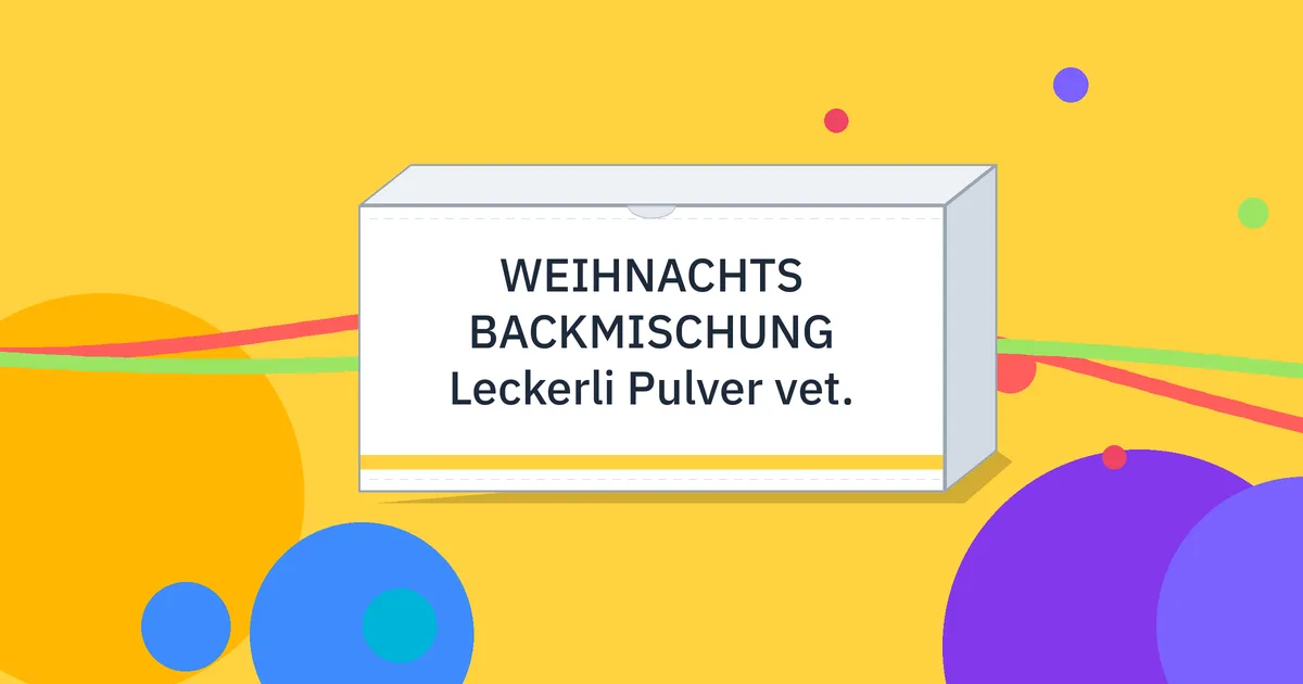 Symbolbild: Packung mit der Aufschrift WEIHNACHTS BACKMISCHUNG Leckerli Pulver vet. (PZN 12502959) – Verfügbarkeit und Bezug in Apotheken in Frankfurt am Main