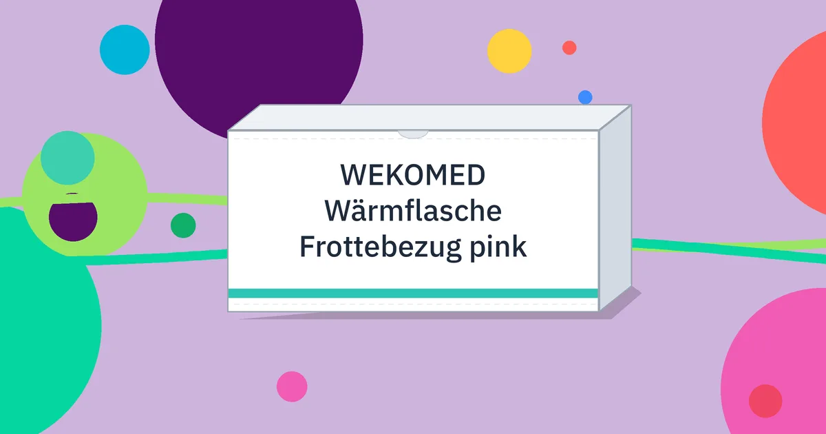 Symbolbild: Packung mit der Aufschrift WEKOMED Wärmflasche Frottebezug pink (PZN 04921441) – Verfügbarkeit und Bezug in Apotheken in Frankfurt am Main