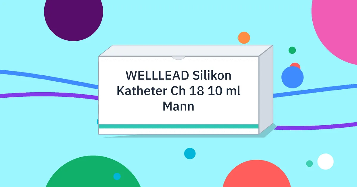 Symbolbild: Packung mit der Aufschrift WELLLEAD Silikon Katheter Ch 18 10 ml Mann (PZN 19672191) – Verfügbarkeit und Bezug in Apotheken in Frankfurt am Main
