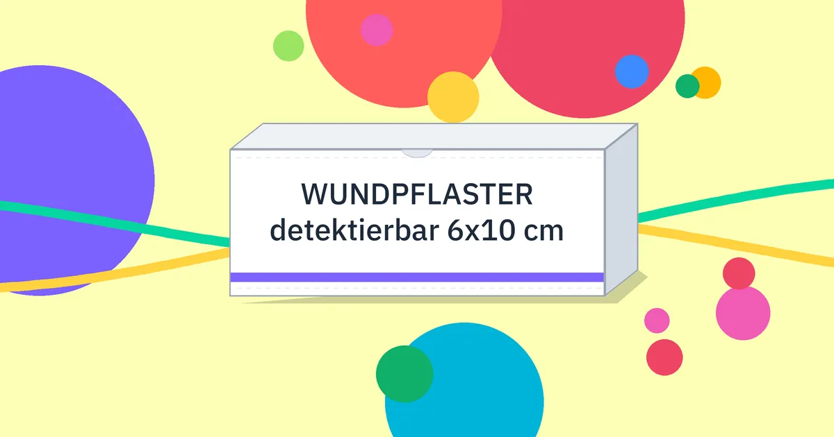 Symbolbild: Packung mit der Aufschrift WUNDPFLASTER detektierbar 6x10 cm (PZN 01050282) – Verfügbarkeit und Bezug in Apotheken in Frankfurt am Main