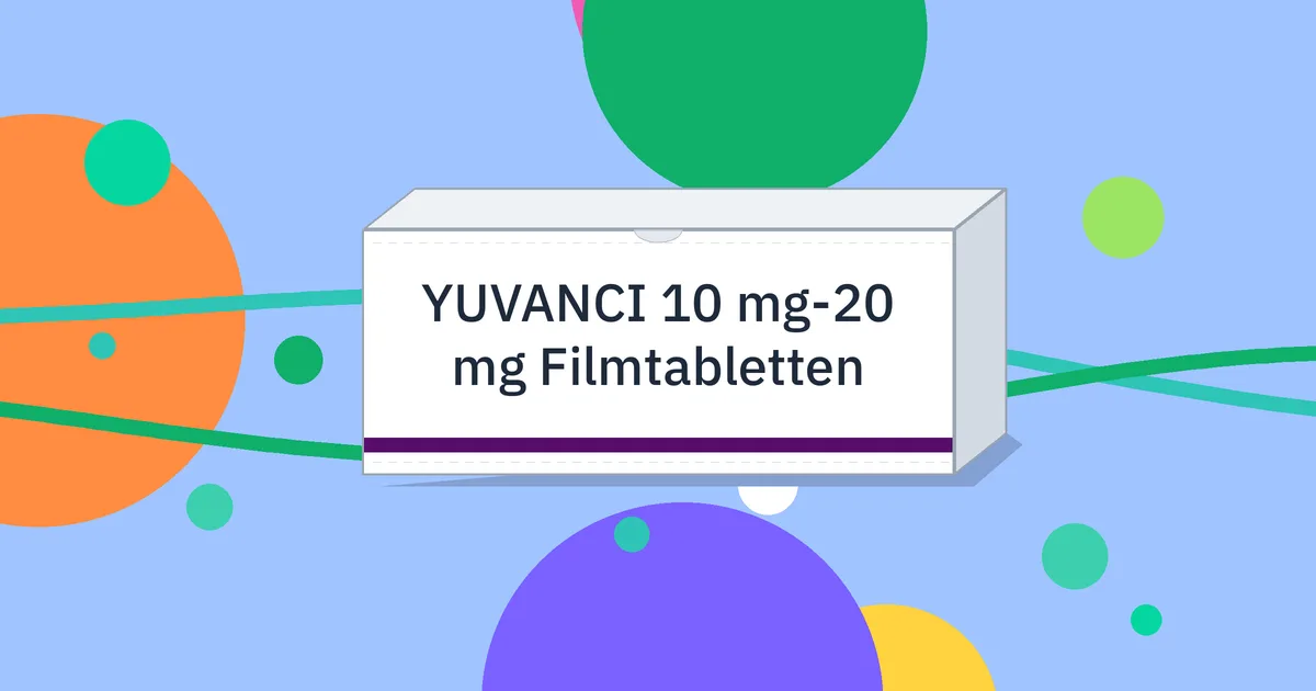 Symbolbild: Packung mit der Aufschrift YUVANCI 10 mg-20 mg Filmtabletten (PZN 19102140) – Verfügbarkeit und Bezug in Apotheken in Frankfurt am Main