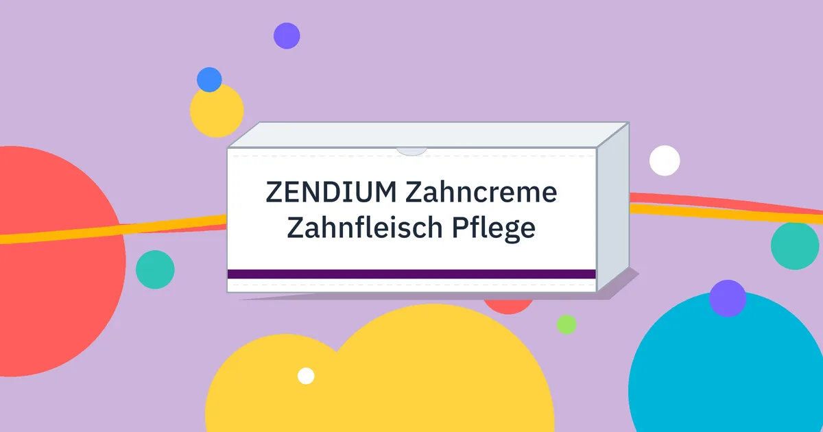 Symbolbild: Packung mit der Aufschrift ZENDIUM Zahncreme Zahnfleisch Pflege (PZN 12559333) – Verfügbarkeit und Bezug in Apotheken in Frankfurt am Main