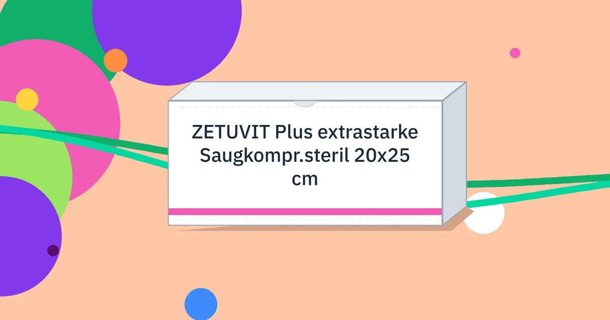 Symbolbild: Packung mit der Aufschrift ZETUVIT Plus extrastarke Saugkompr.steril 20x25 cm (PZN 11229987) – Verfügbarkeit und Bezug in Apotheken in Frankfurt am Main