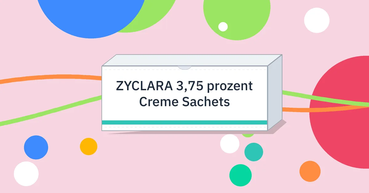 Symbolbild: Packung mit der Aufschrift ZYCLARA 3,75 prozent Creme Sachets (PZN 14277981) – Verfügbarkeit und Bezug in Apotheken in Frankfurt am Main