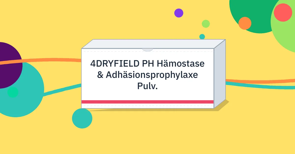 Symbolbild: Packung mit der Aufschrift 4DRYFIELD PH Hämostase & Adhäsionsprophylaxe Pulv. (PZN 16000640) – Verfügbarkeit und Bezug in Apotheken in Frankfurt am Main