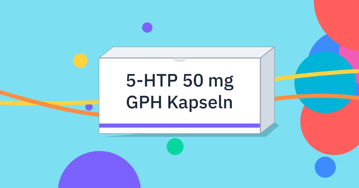 Symbolbild: Packung mit der Aufschrift 5-HTP 50 mg GPH Kapseln (PZN 09377769) – Verfügbarkeit und Bezug in Apotheken in Frankfurt am Main