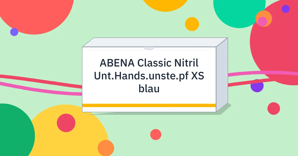 Symbolbild: Packung mit der Aufschrift ABENA Classic Nitril Unt.Hands.unste.pf XS blau (PZN 12519701) – Verfügbarkeit und Bezug in Apotheken in Frankfurt am Main