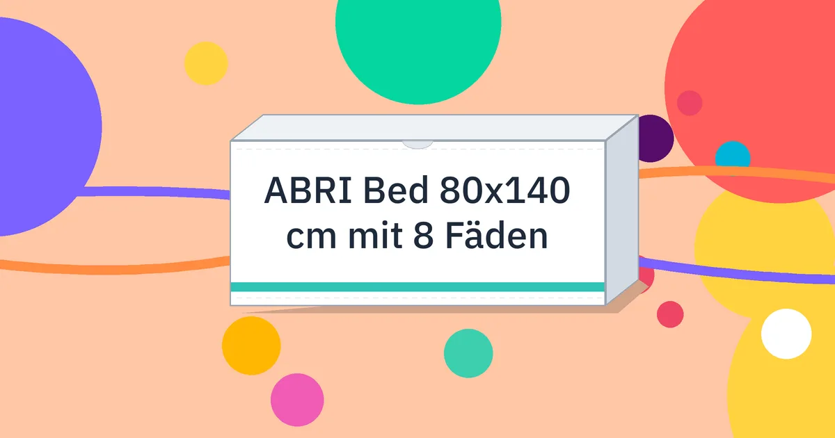 Symbolbild: Packung mit der Aufschrift ABRI Bed 80x140 cm mit 8 Fäden (PZN 09201993) – Verfügbarkeit und Bezug in Apotheken in Frankfurt am Main