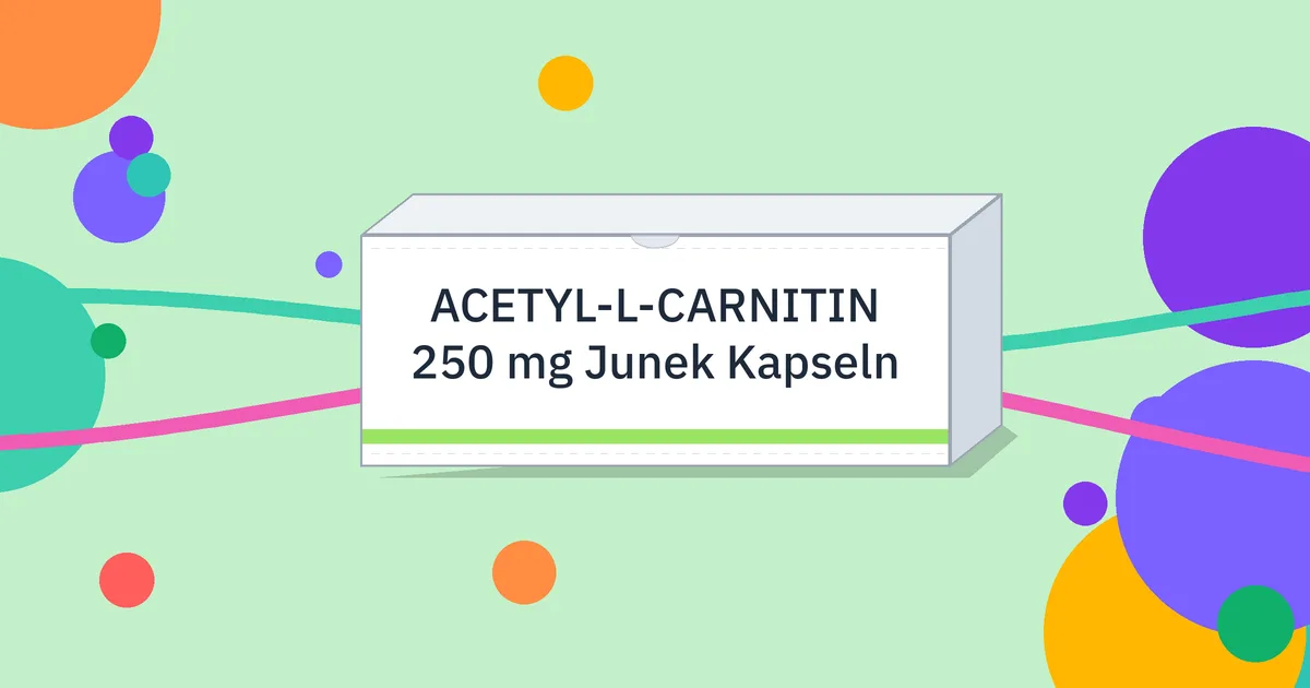 Symbolbild: Packung mit der Aufschrift ACETYL-L-CARNITIN 250 mg Junek Kapseln (PZN 01086966) – Verfügbarkeit und Bezug in Apotheken in Frankfurt am Main