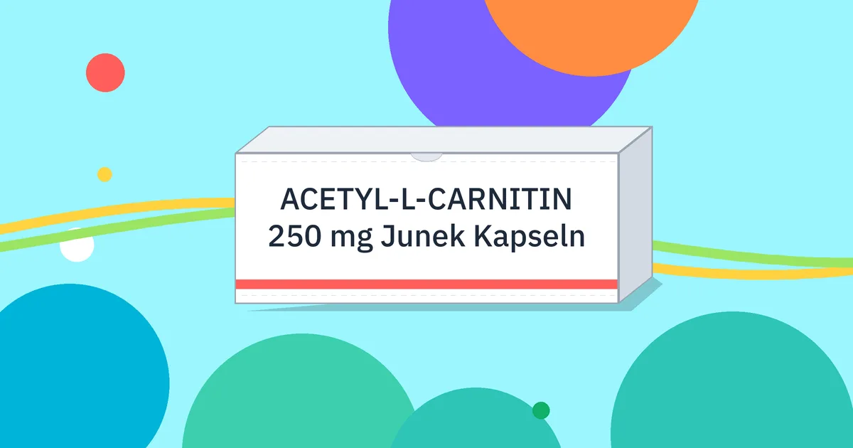 Symbolbild: Packung mit der Aufschrift ACETYL-L-CARNITIN 250 mg Junek Kapseln (PZN 01081733) – Verfügbarkeit und Bezug in Apotheken in Frankfurt am Main