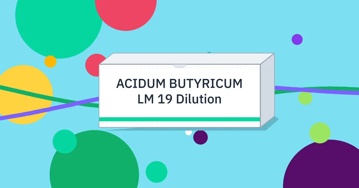 Symbolbild: Packung mit der Aufschrift ACIDUM BUTYRICUM LM 19 Dilution (PZN 13270801) – Verfügbarkeit und Bezug in Apotheken in Frankfurt am Main