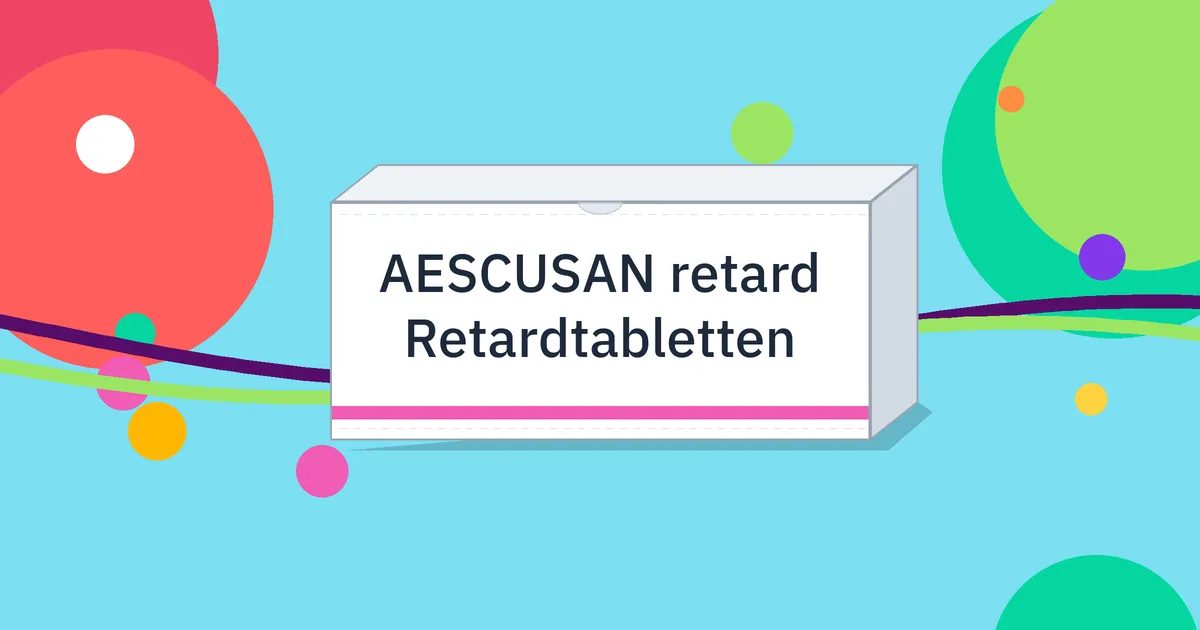 Symbolbild: Packung mit der Aufschrift AESCUSAN retard Retardtabletten (PZN 11857979) – Verfügbarkeit und Bezug in Apotheken in Frankfurt am Main