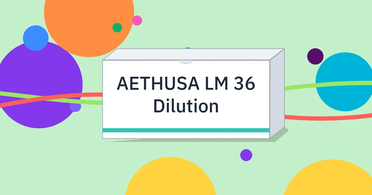Symbolbild: Packung mit der Aufschrift AETHUSA LM 36 Dilution (PZN 12756051) – Verfügbarkeit und Bezug in Apotheken in Frankfurt am Main